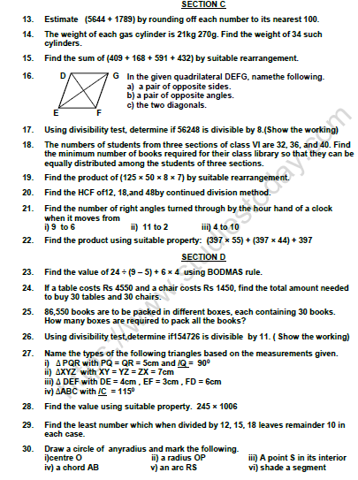 CBSE Class 6 Mathematics
